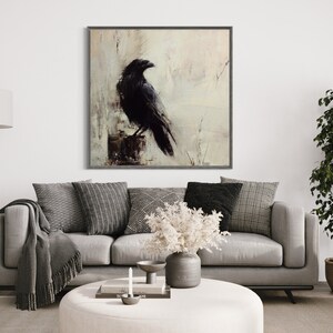 Black Raven Abstract Painting Bird Painting Handmade on - Etsy