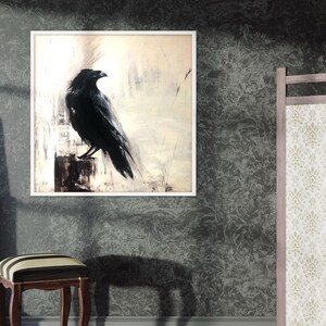 Raven Abstract Canvas Art Bird Painting for Home Decor - Etsy