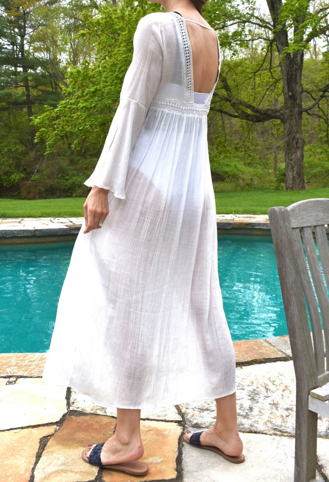 Cotton Maxi Beach Cover Up White Beach Ropa De Playa Beach Etsy