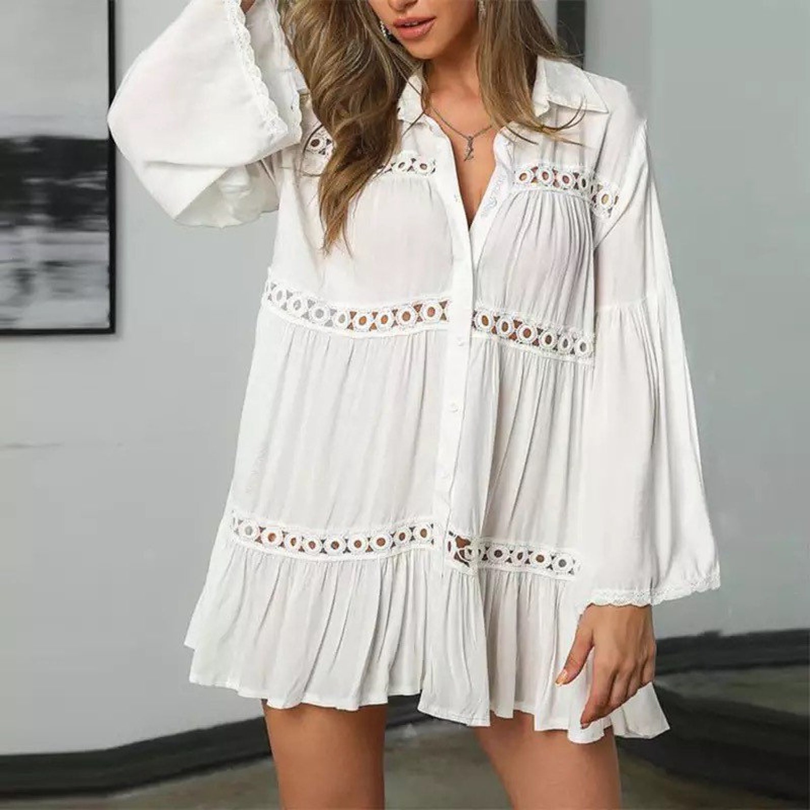 Beach Dress Beach Apparel White Cotton Dress Bridesmaid Etsy