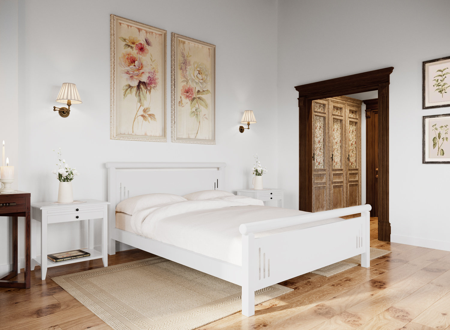 Robust Solid Pine Wooden Bed - Harpley High End - Etsy UK