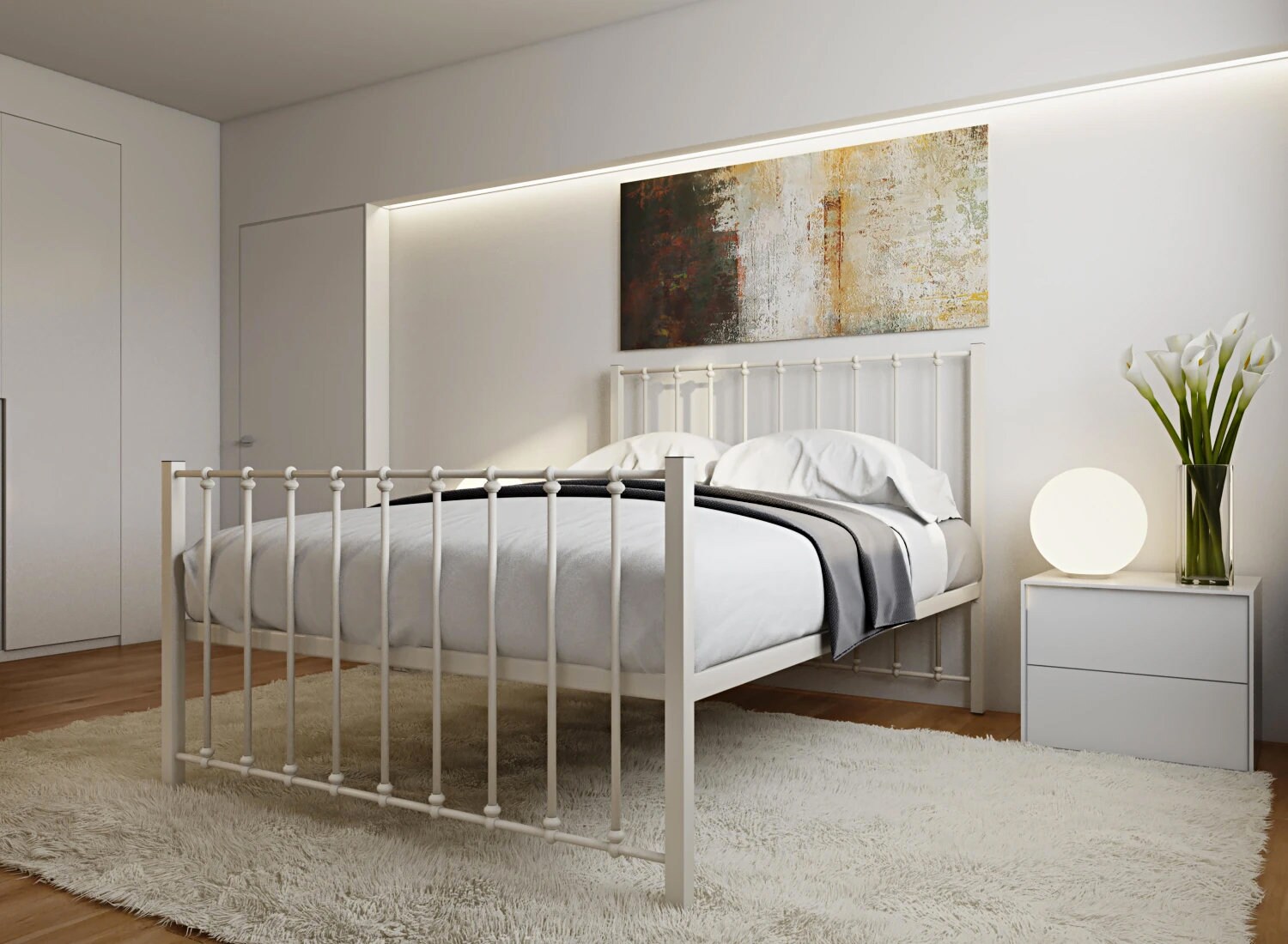 Metal bed base double store