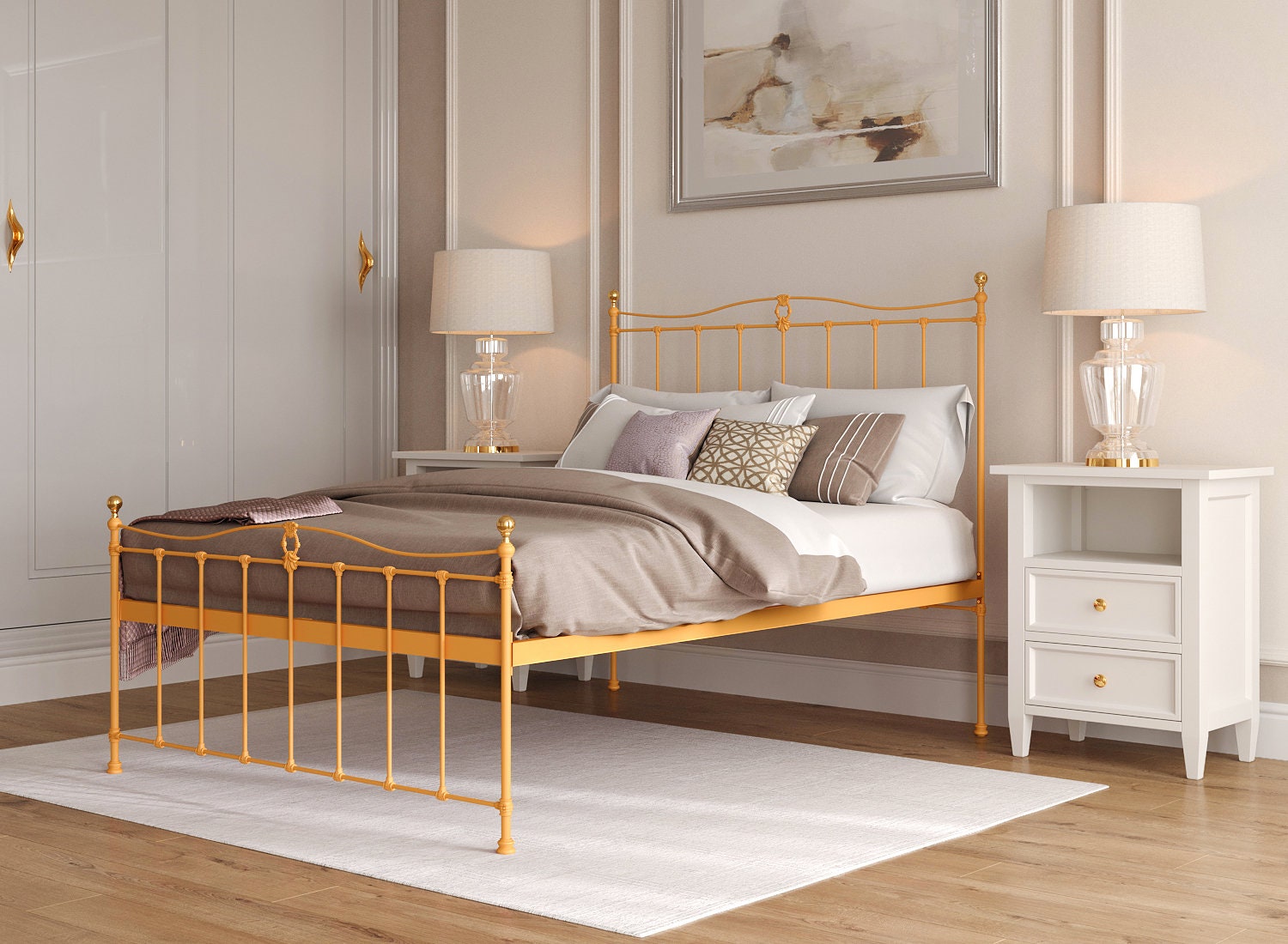 Gold iron bed store
