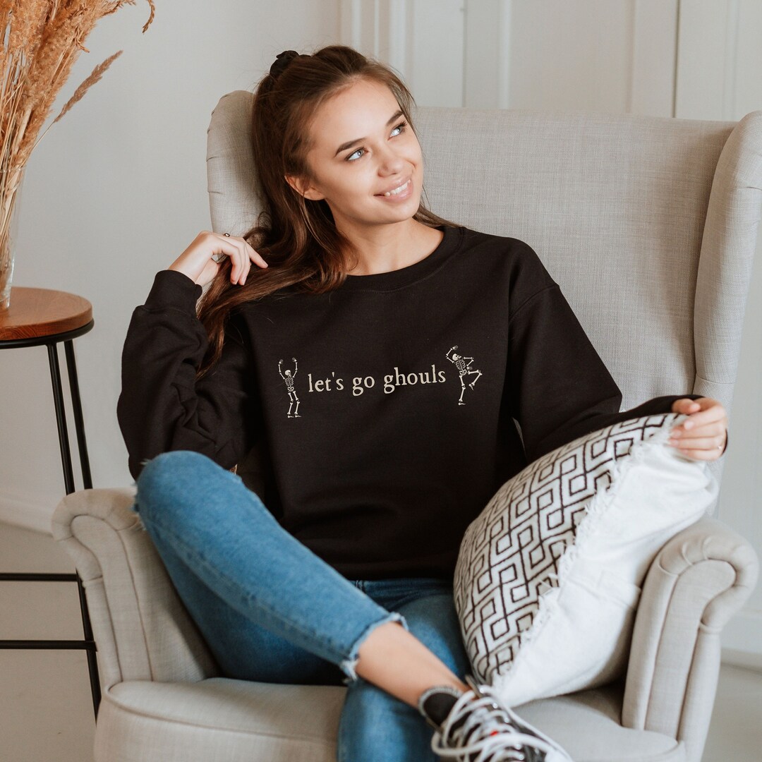 Let's Go Ghouls Halloween Skeleton Crewneck Sweatshirt - Etsy
