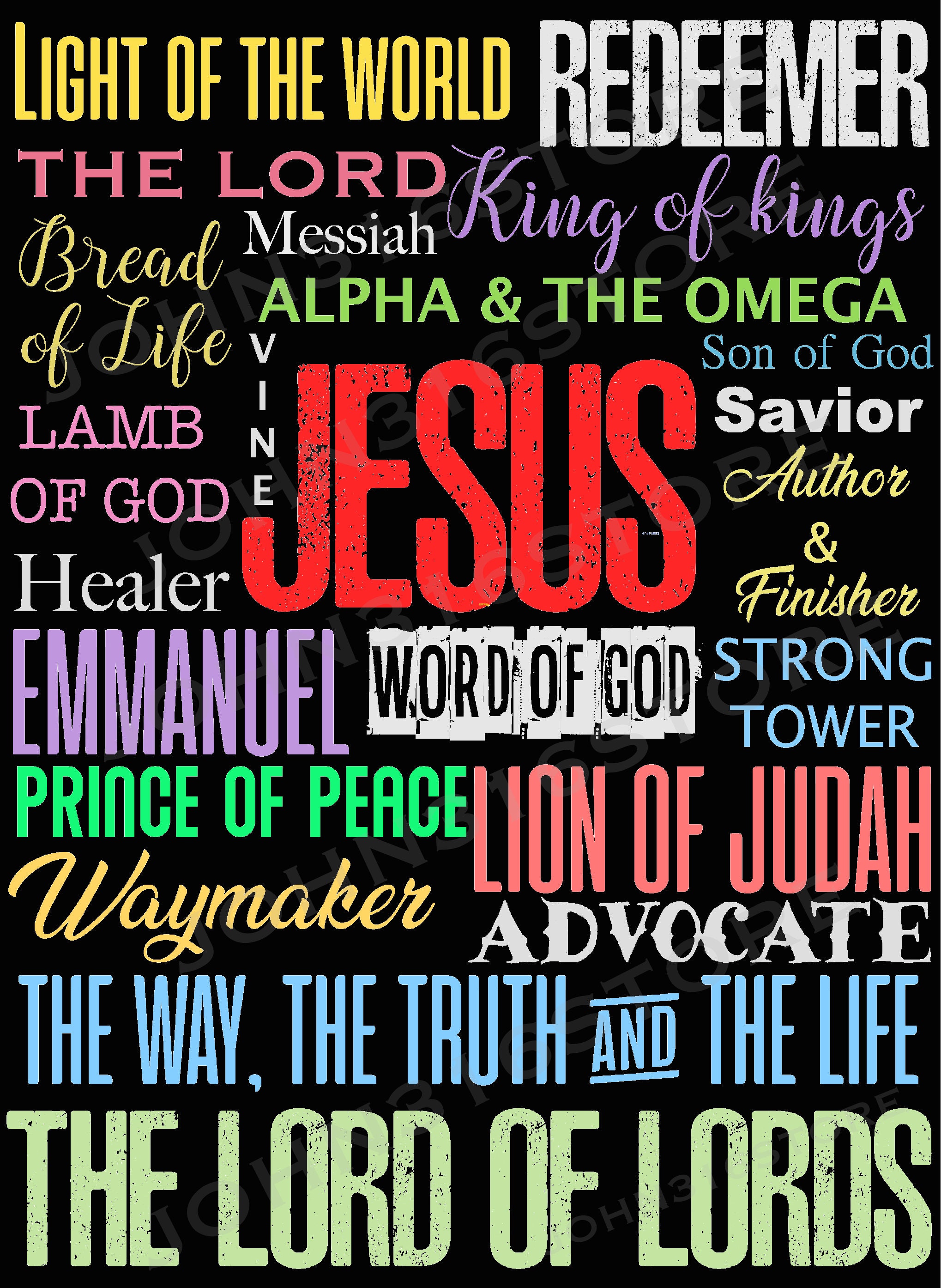 Names of Jesus Christ Christian PNG Redeemer Savior Way - Etsy