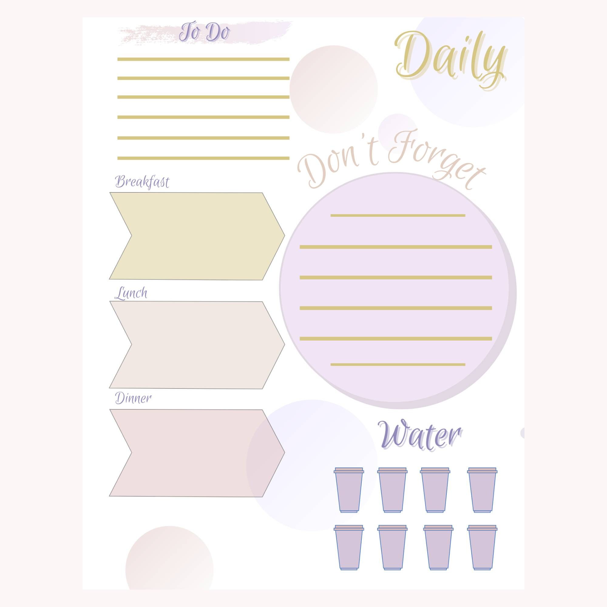 Printable Planner Daily Schedule Water Intake Log to Do - Etsy