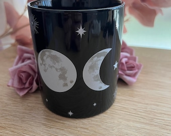 Large HECATE COFFEE MUG 15oz, Black Ceramic Mug, Goddess Mug, Triple ...