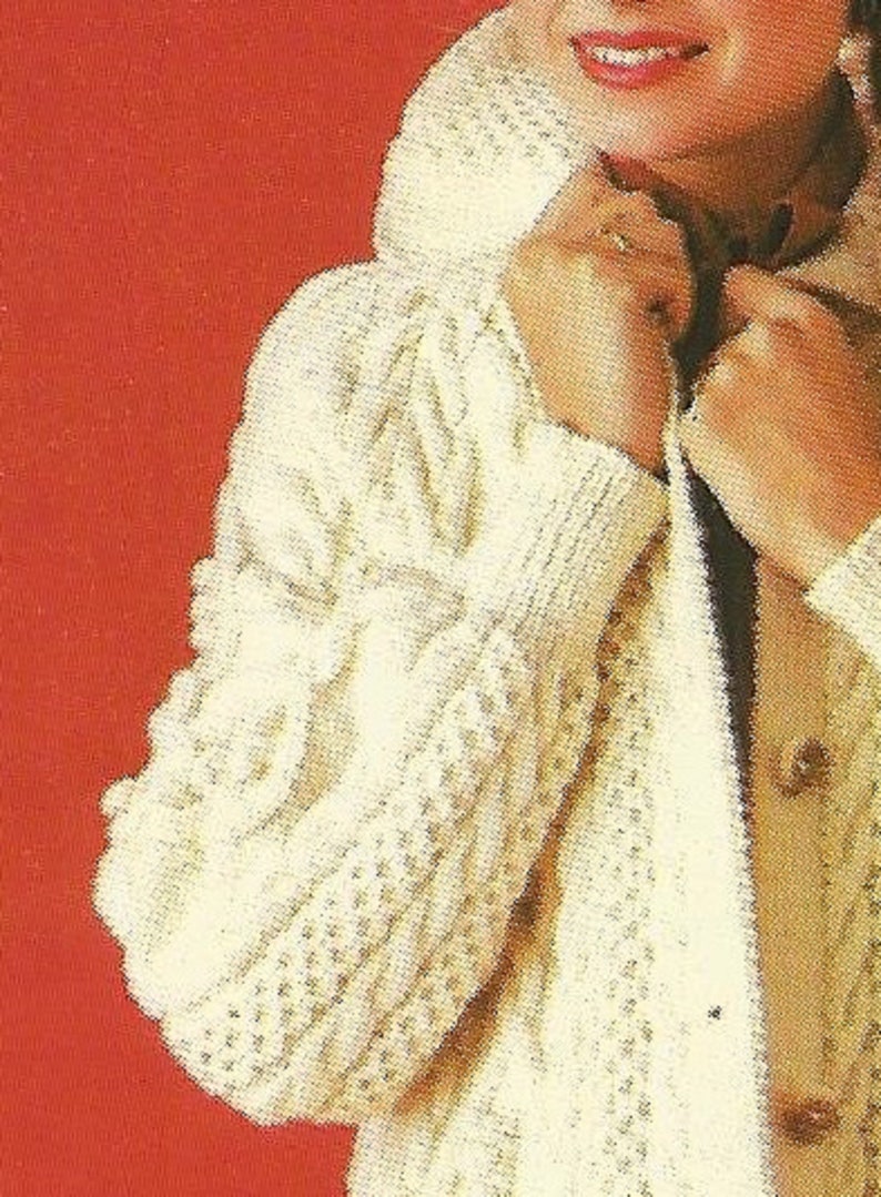 Vintage Woman's Cable Knit Swing Coat Knitting Pattern in Aran Yarn ...