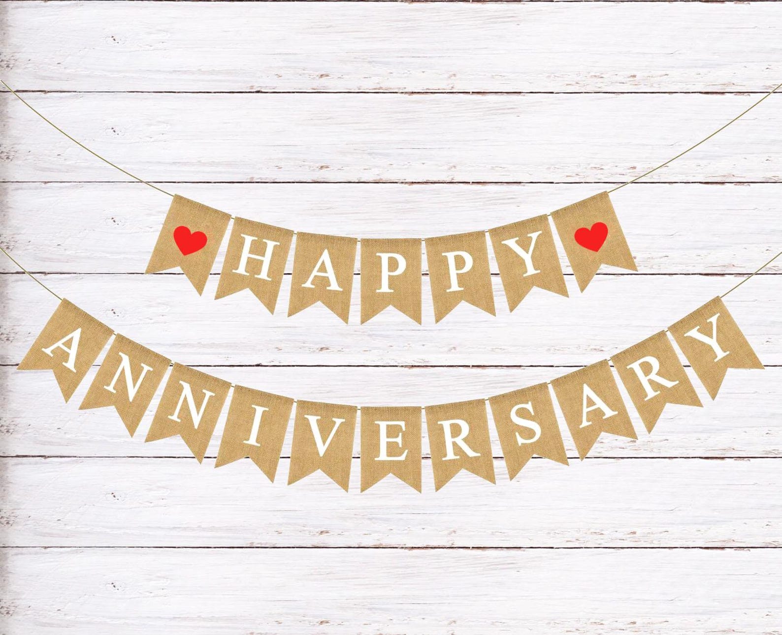 Happy Anniversary Burlap Banner-anniversary Party Decorations-rustic ...