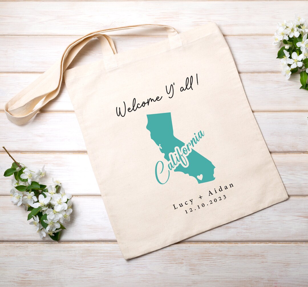 California Wedding Tote - Custom Wedding Tote Bag - California Wedding ...