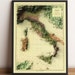 Italy Map, Italy 2D Relief Map, Italy Historical Map, Italy Vintage Map ...