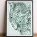 Western USA 2D Relief Map, Western United States Vintage Wall Art ...