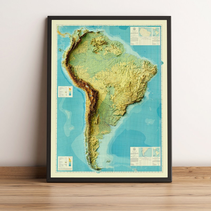 Map of Andes in South America - Etsy