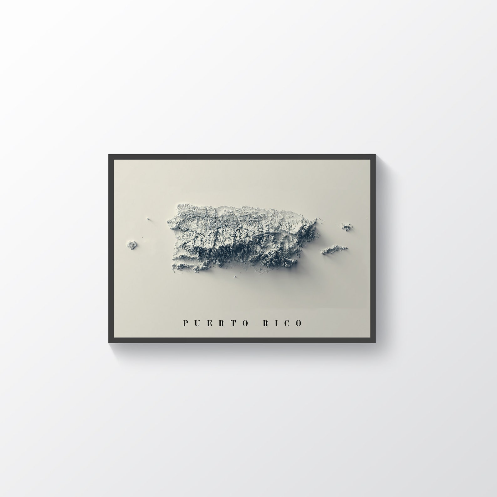 Puerto Rico Map, Puerto Rico 2D Relief Map, Puerto Rico Minimalist Map ...
