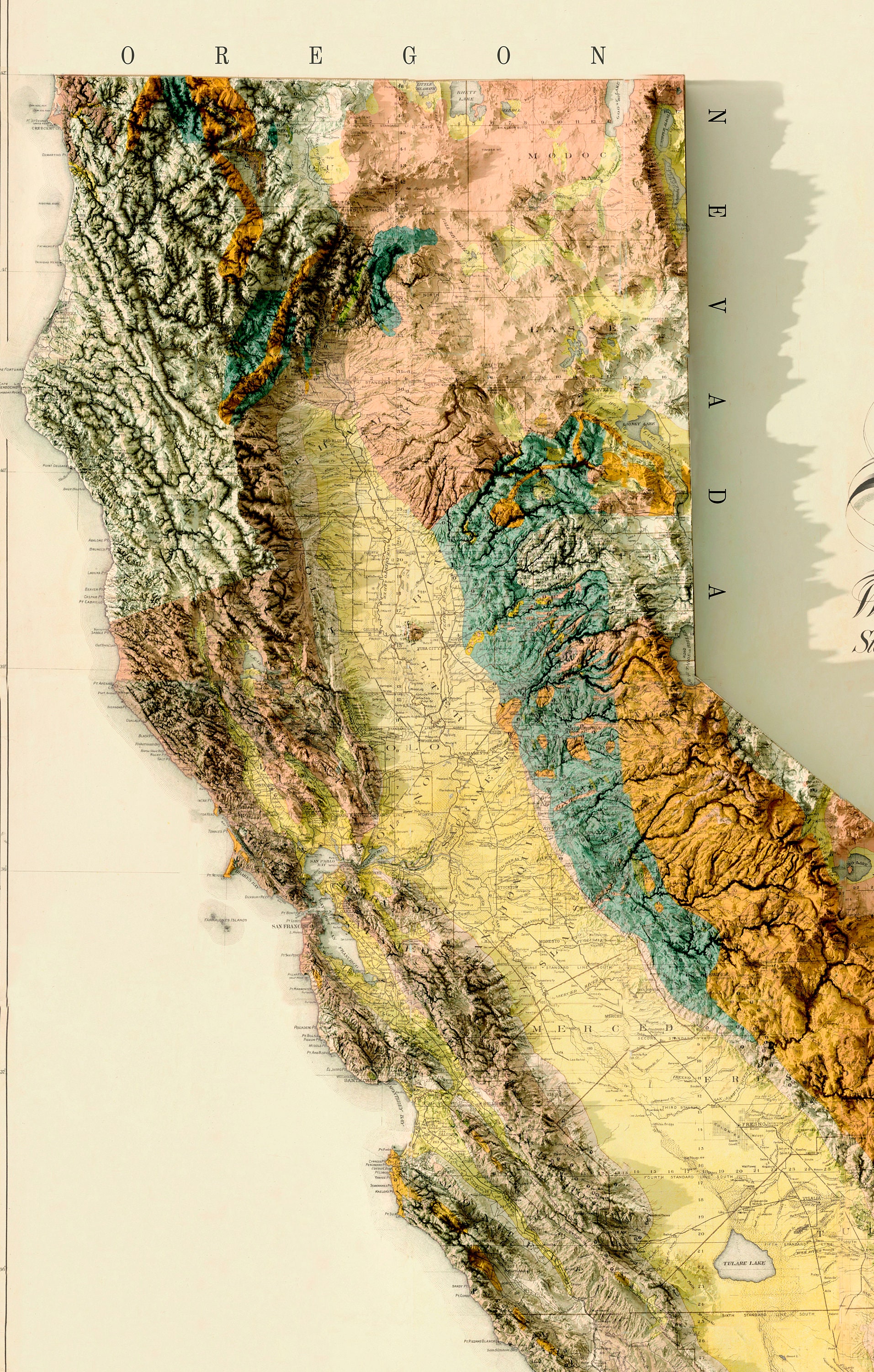 California Map California 2D Relief Map California Wall Art - Etsy