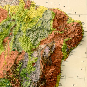 Brazil Map Brazil 2D Relief Map Brazil Poster Print Brazil - Etsy