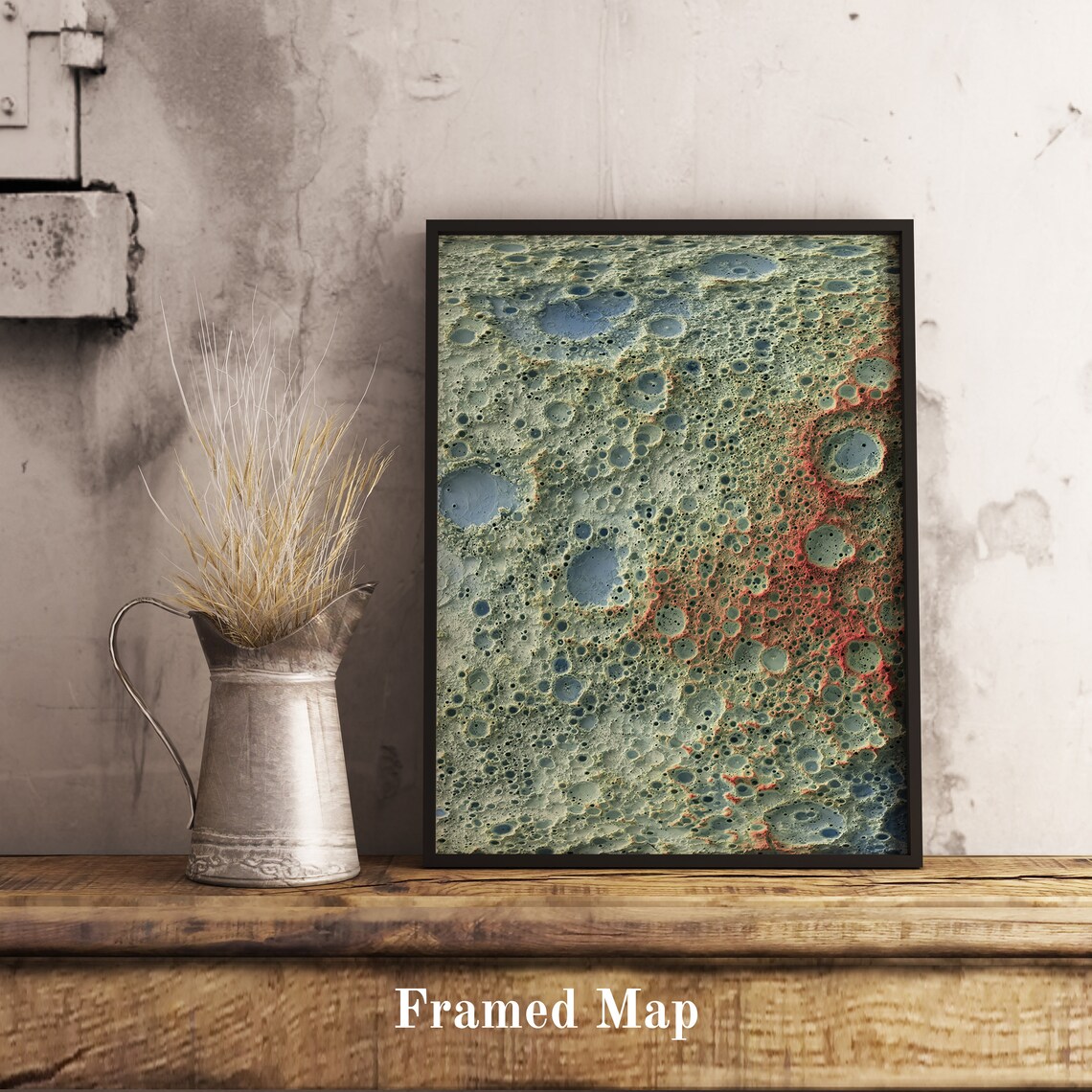 Moon Map Moon 2D Relief Map Moon Vintage Map Moon Print - Etsy