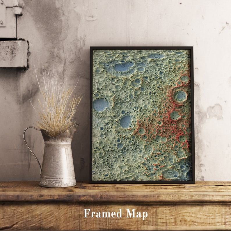 Moon Map Moon 2D Relief Map Moon Vintage Map Moon Print - Etsy