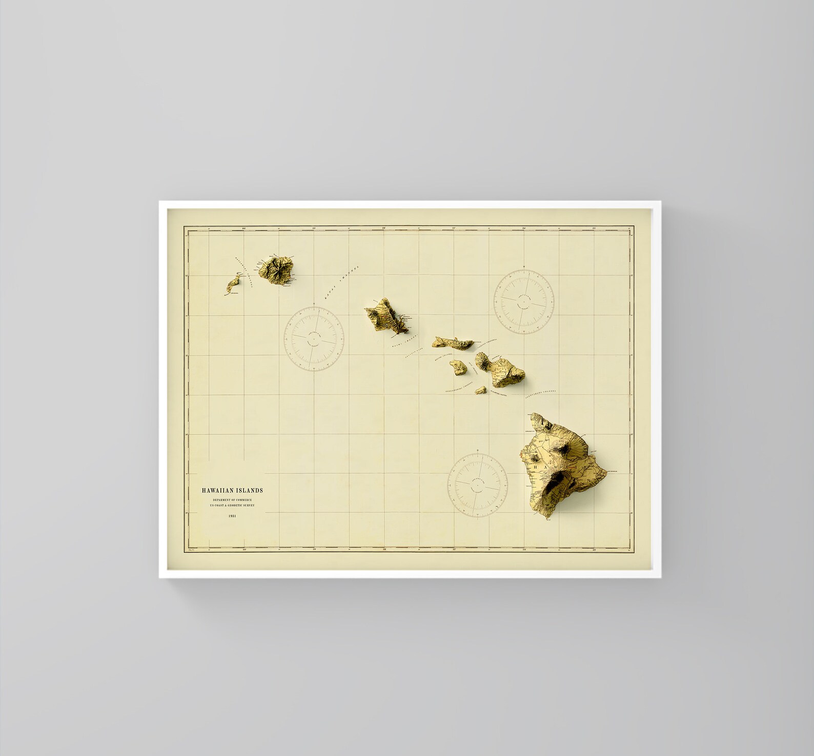 Hawaii Map Hawaii 2D Relief Map Hawaii Vintage Map Hawaiian - Etsy