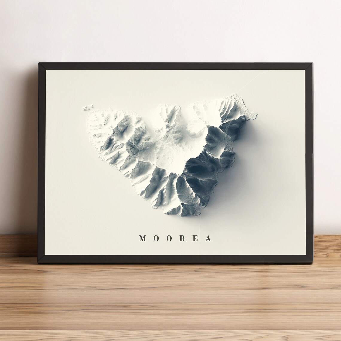 Moorea Map, Moorea French Polynesia 2D Relief Map, Moorea Minimalist ...