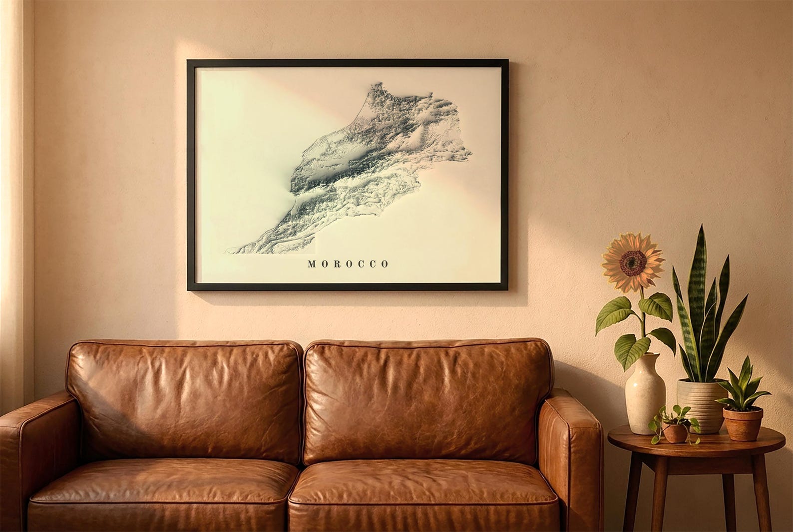 Morocco Map, Morocco 2D Relief Map, Morocco Minimalist Map, Morocco ...