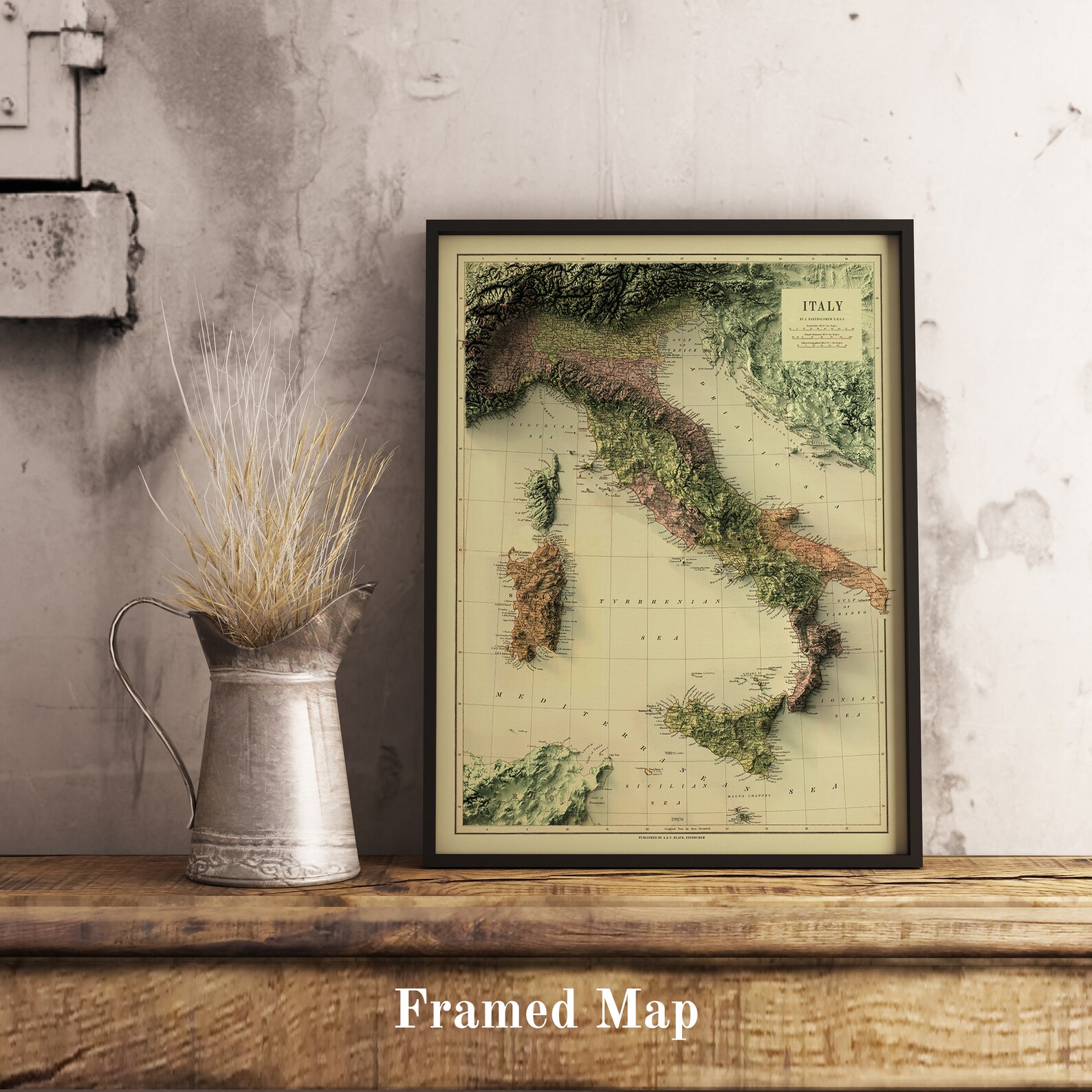 Italy Map Italy 2D Relief Map Italy Historical Map Italy - Etsy