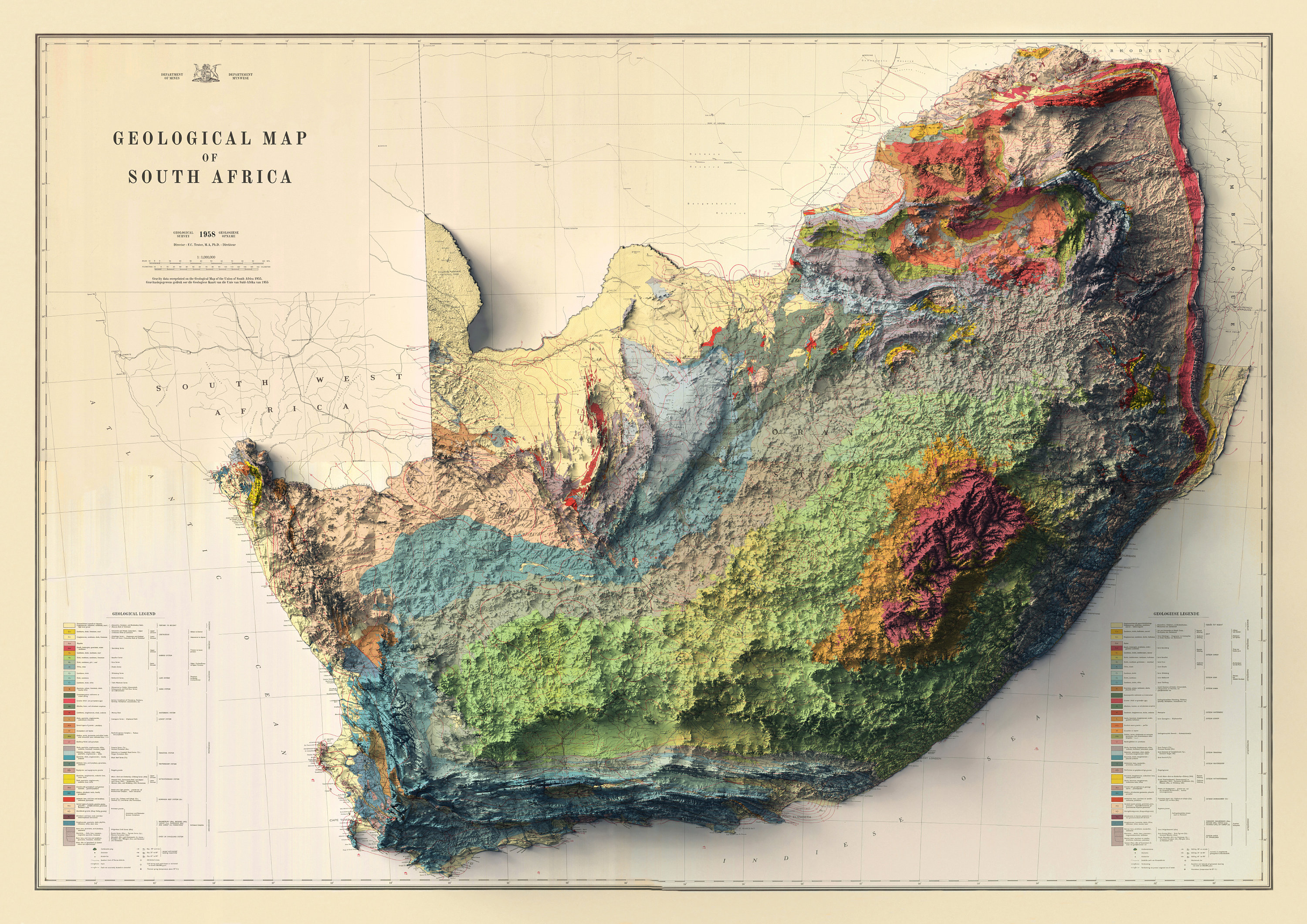 South Africa Map South Africa 2D Relief Map South Africa - Etsy