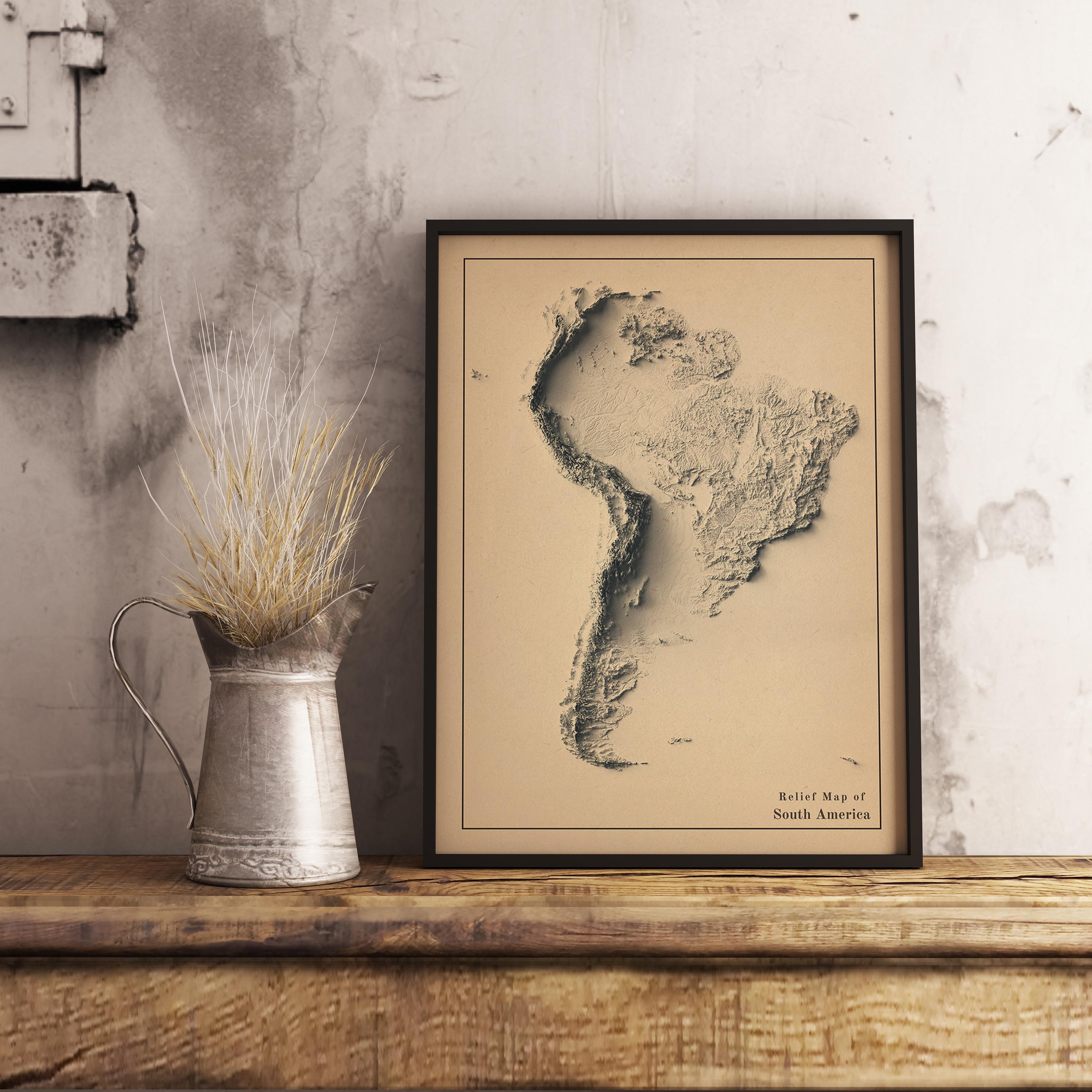 South America Map, South America 2D Relief Map, South America ...