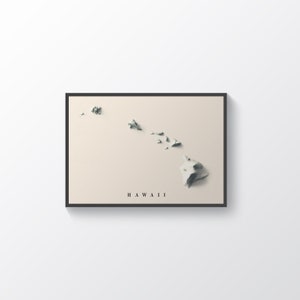 Hawaii Map, Hawaii 2D Relief Map, Hawaii Minimalist Map, Hawaiian ...