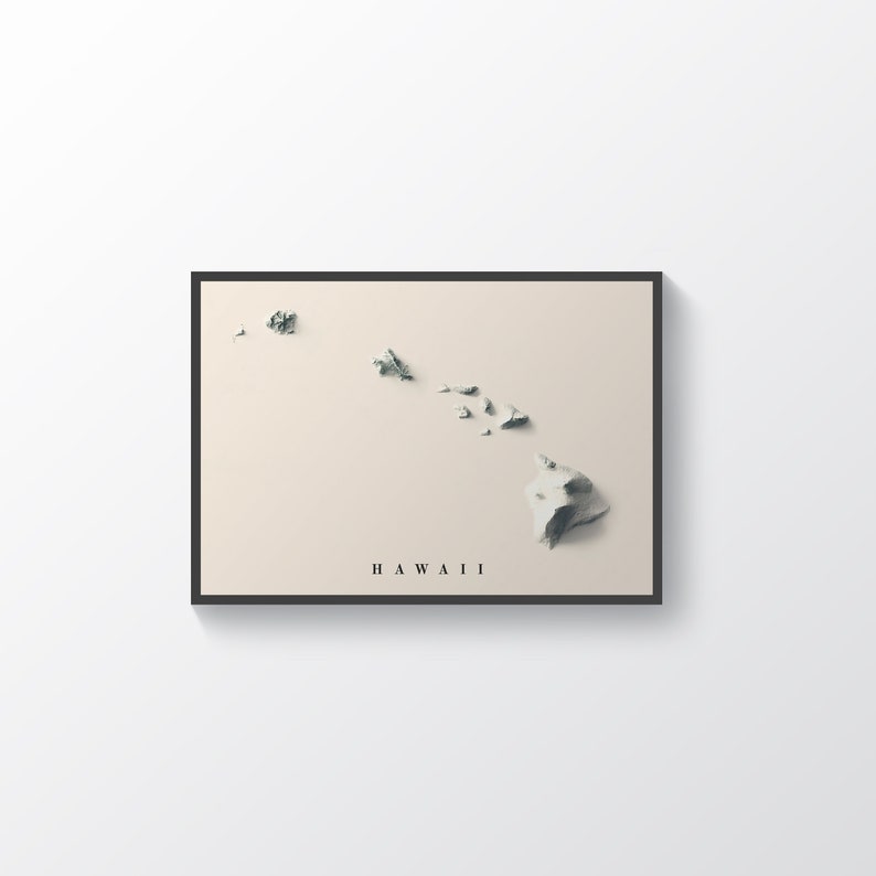 Hawaii Map Hawaii 2D Relief Map Hawaii Minimalist Map - Etsy