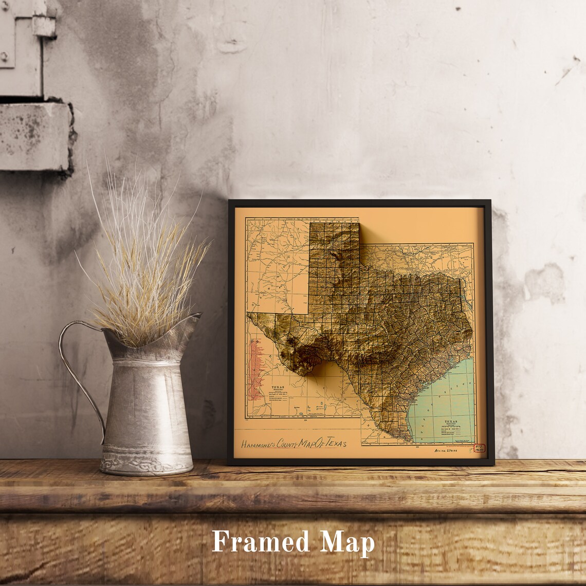 Texas Map Texas 2D Relief Map Texas Old Map Texas Vintage - Etsy