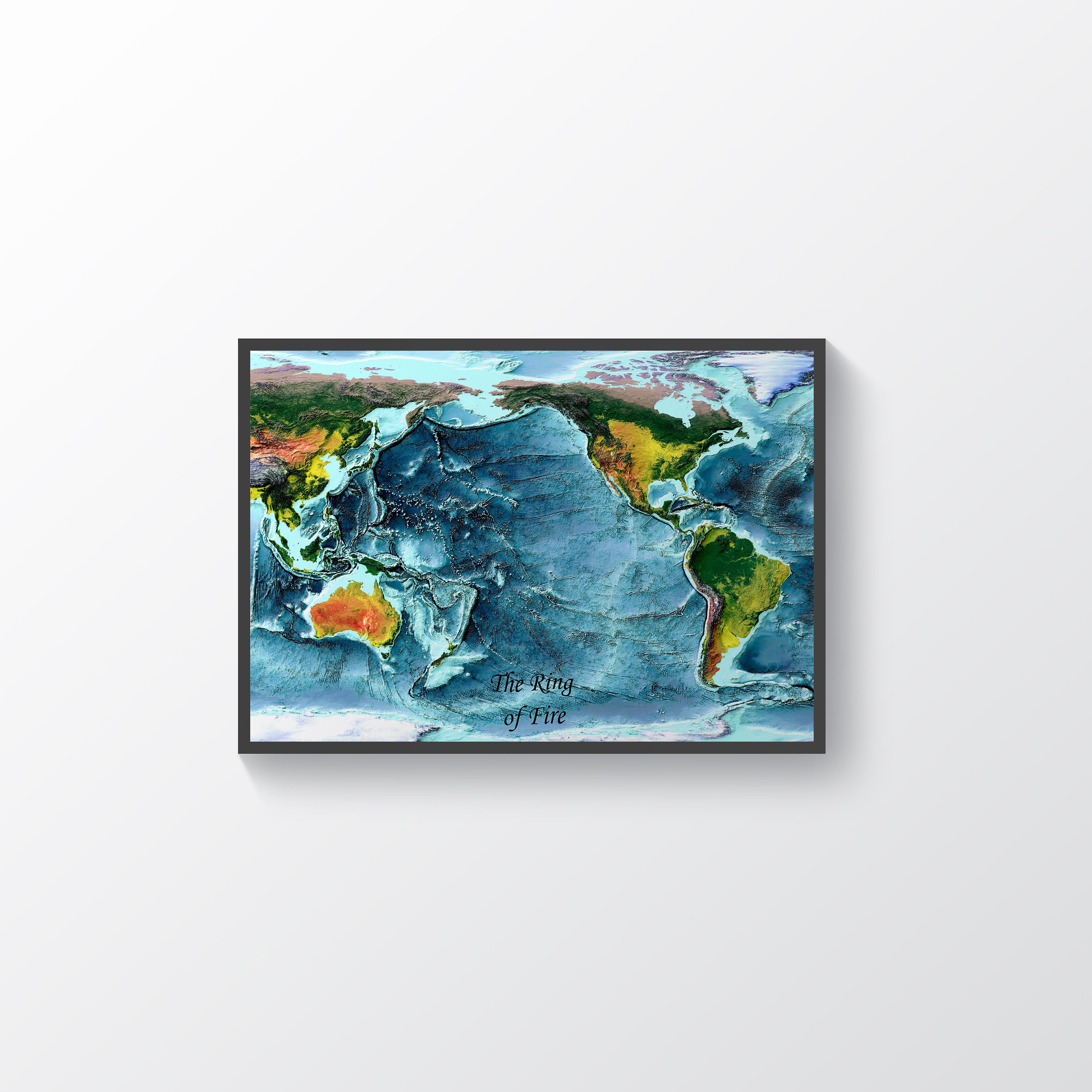 Pacific Ocean Map Ring of Fire Map Rinf of Fire Poster Ring - Etsy
