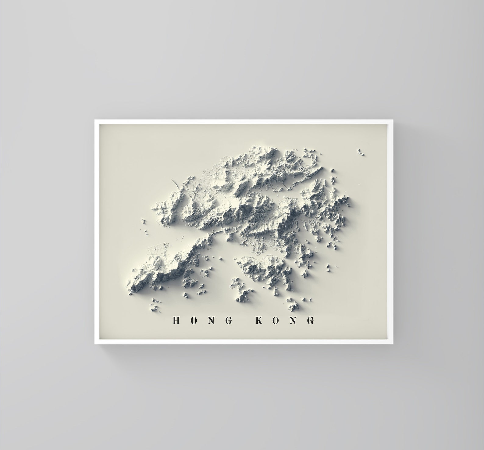 Hong Kong Map Hong Kong 2D Relief Map Hong Kong Print Hong - Etsy