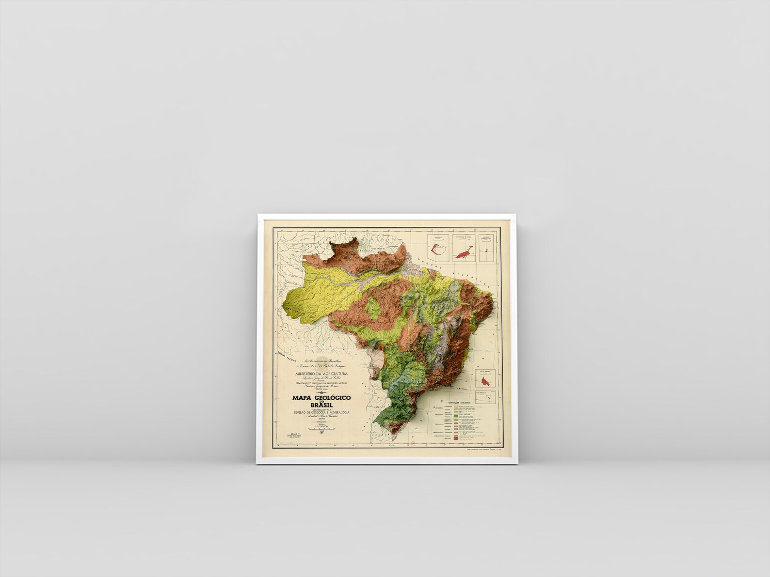 Brazil Map Brazil 2D Relief Map Brazil Poster Print Brazil - Etsy