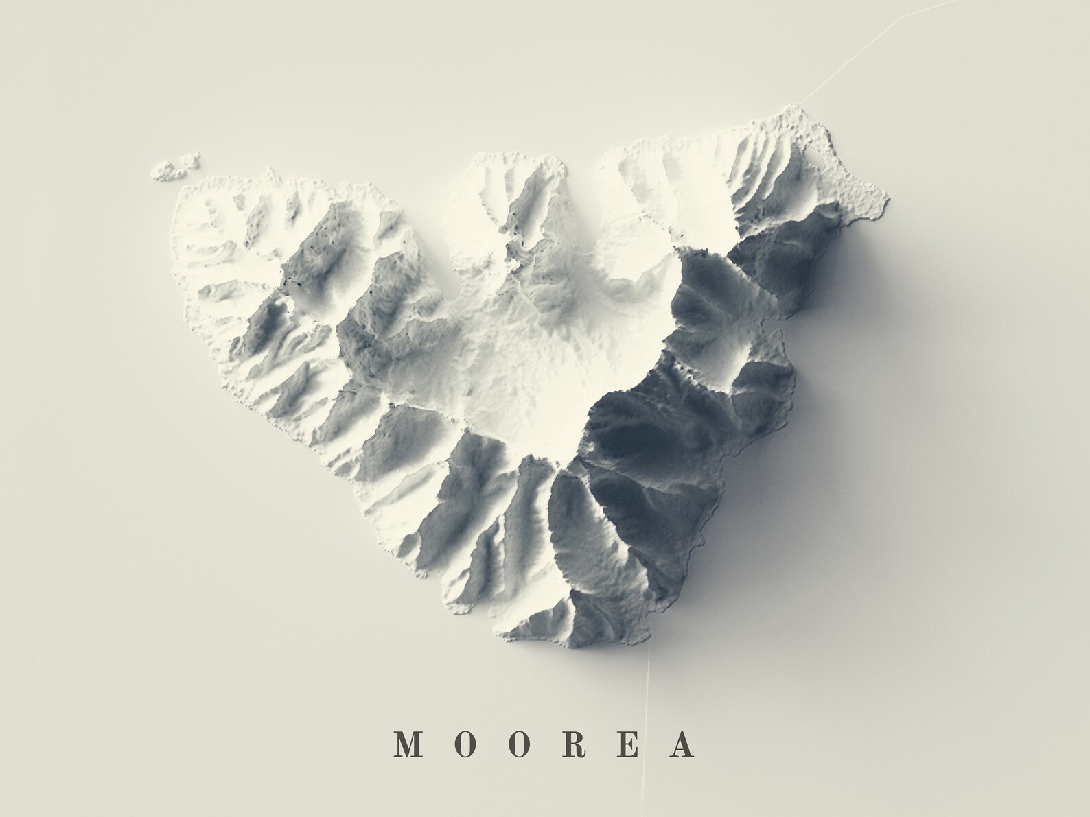 Moorea Map Moorea French Polynesia 2D Relief Map Moorea - Etsy