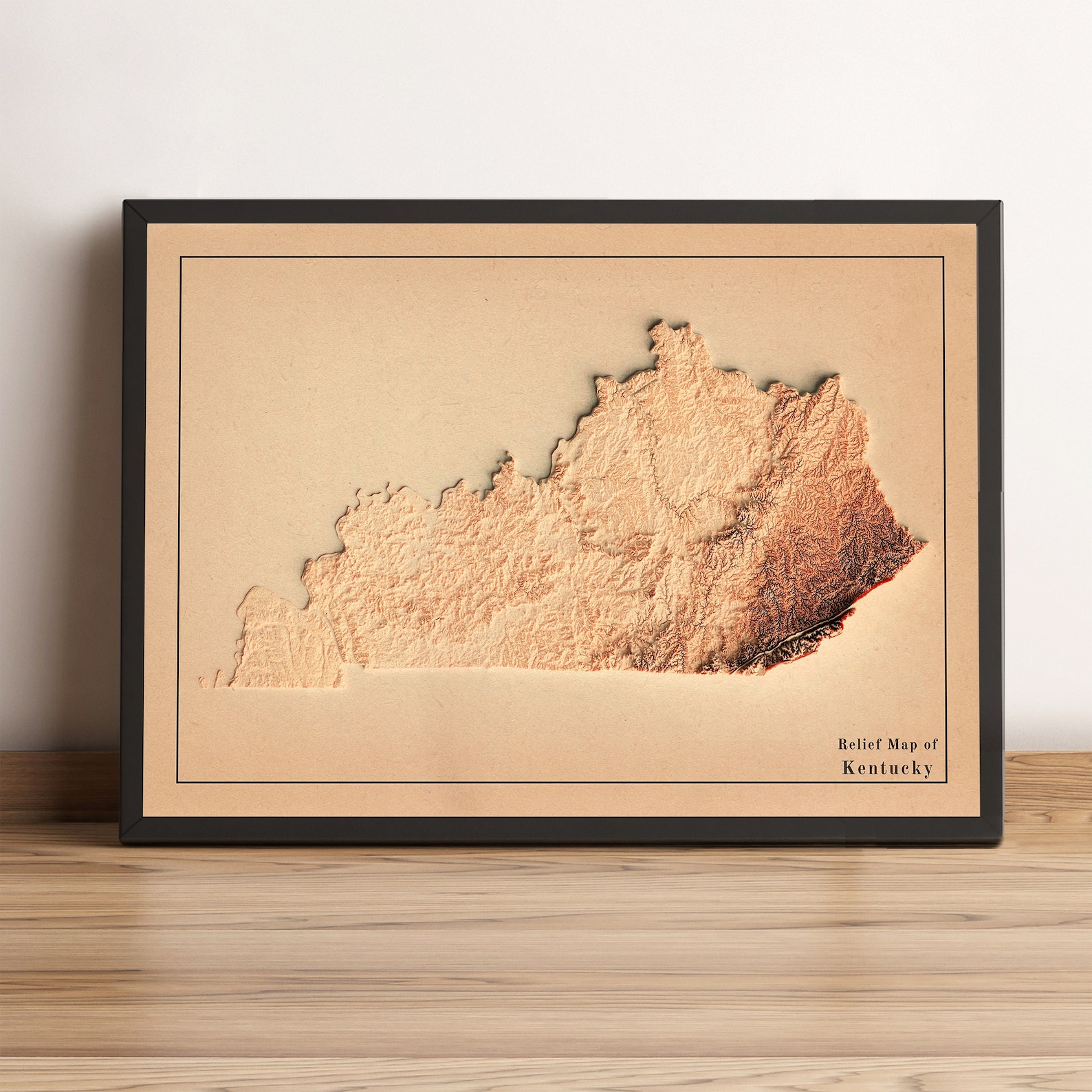 Kentucky Map Kentucky 2D Relief Map Kentucky Vintage Map - Etsy