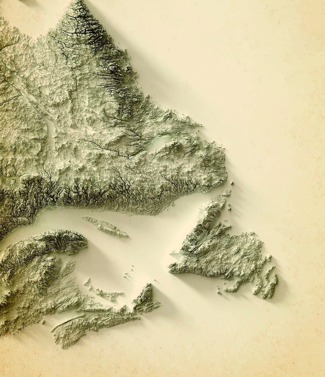 Atlantic Canada Map Canada 2D Relief Map Vintage Map of - Etsy