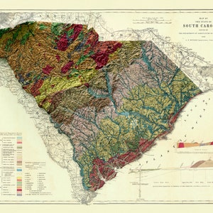 South Carolina Map, South Carolina 2D Relief Map, South Carolina ...
