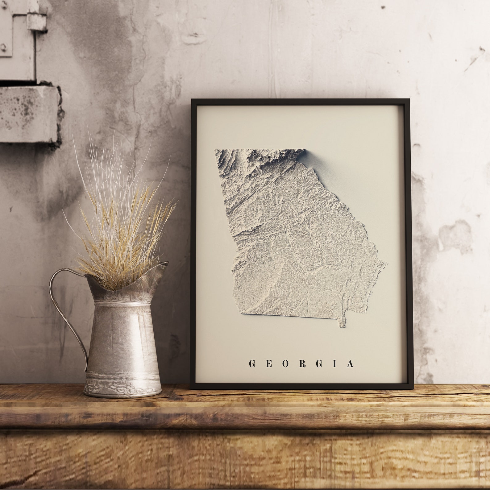 Georgia Map Georgia Relief Map Georgia Vintage Map Georgia - Etsy