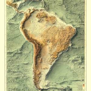 South America Map, South America 2D Relief Map, South America ...