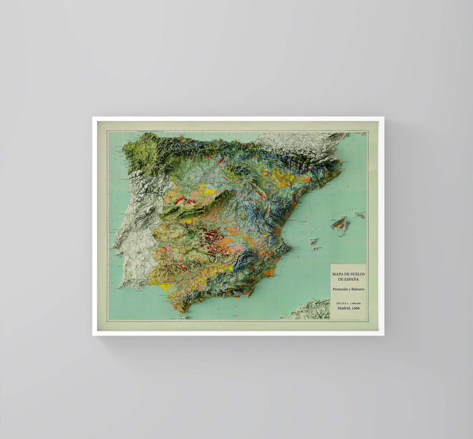 Spain Map Spain 2D Relief Map Spain Soil Map Spain Vintage - Etsy