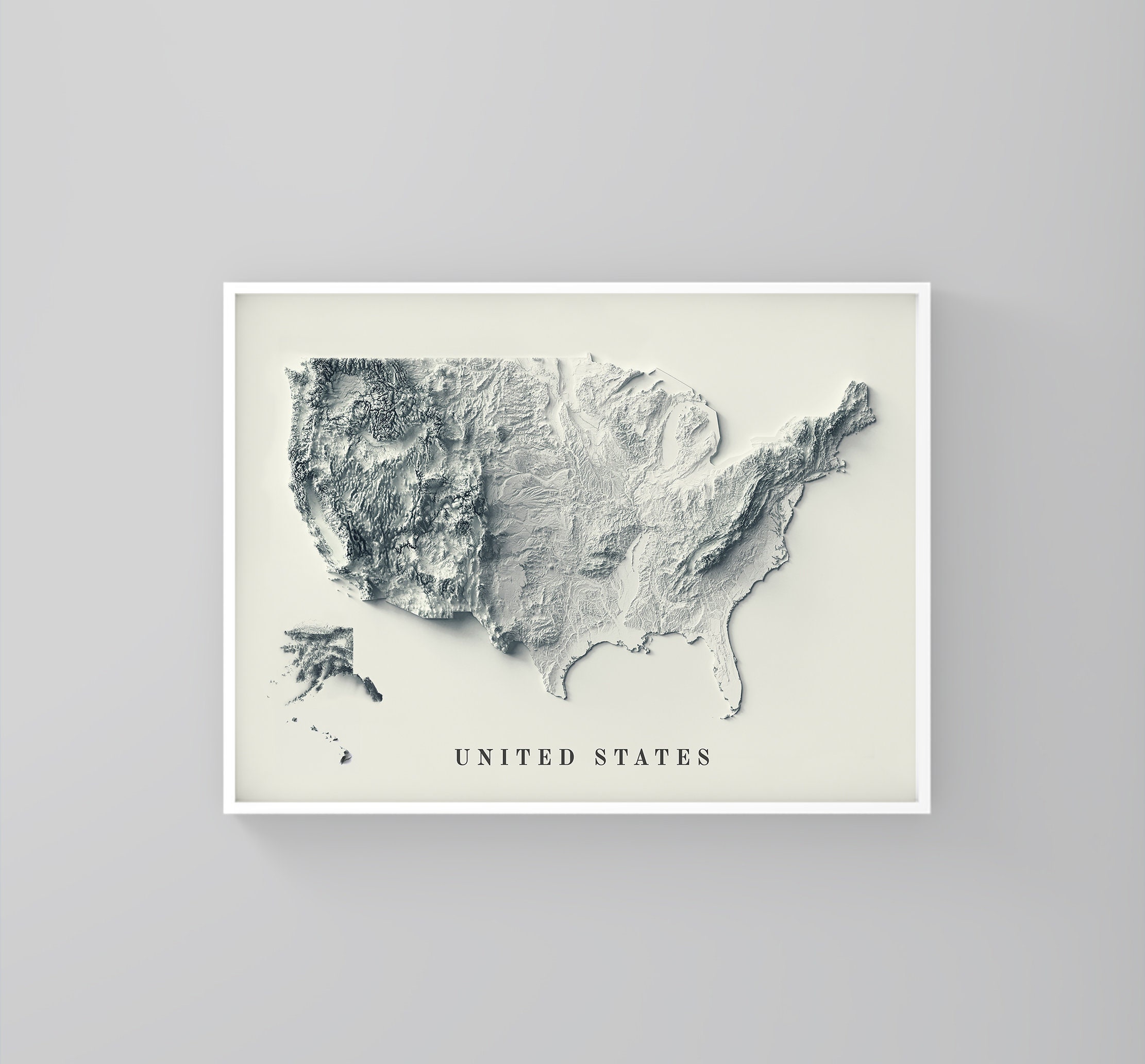 United States Map USA 2D Relief Map America Map USA Map - Etsy Australia