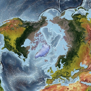 World Map, WGS 1984 Grid North Projection, Vintage World Map, Relief ...
