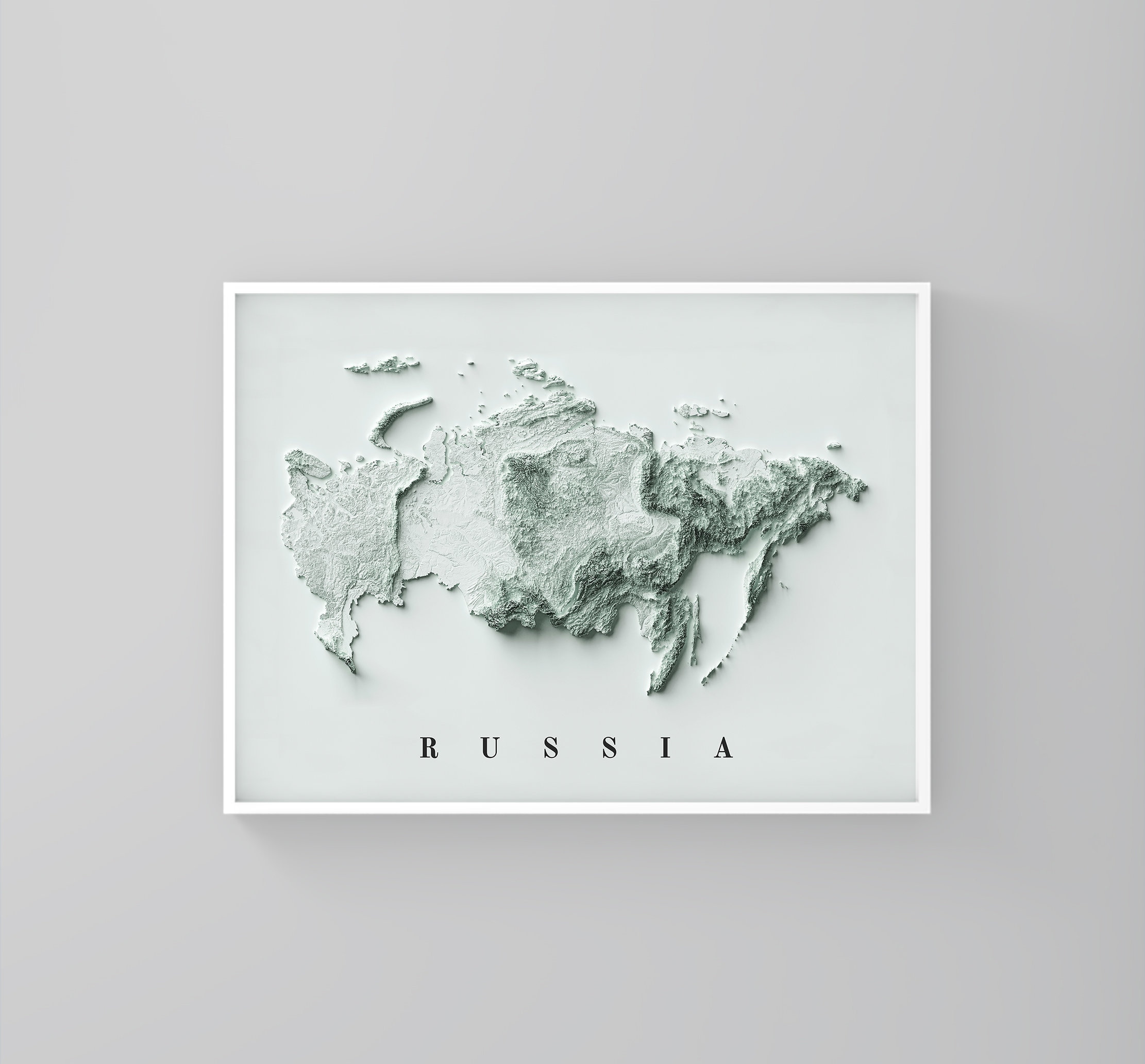 Russia Map, Russia 2D Relief Map, Russia Vintage Map, Russia Minimalist ...