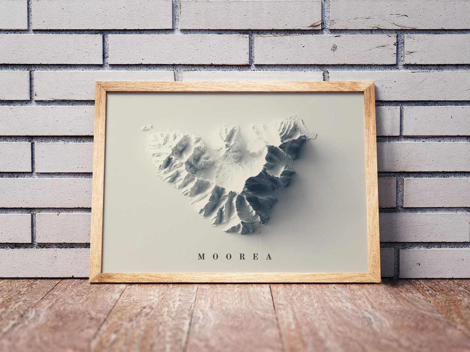 Moorea Map, Moorea French Polynesia 2D Relief Map, Moorea Minimalist ...