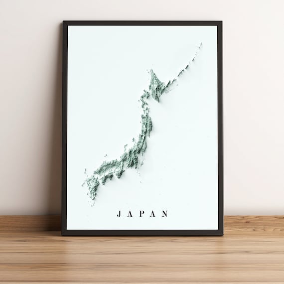Japan Map Japan 2D Relief Map Japan Wall Art Japan Poster - Etsy