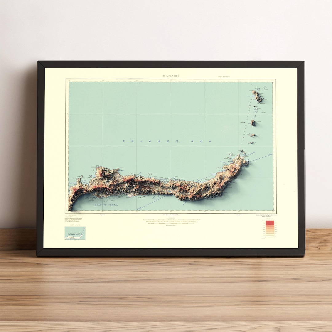North Sulawesi Celebes Indonesia Map, North Sulawesi 2D Relief Map ...