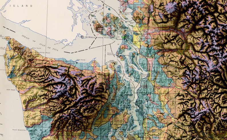Washington Soil Map Relief map of Washington Washington | Etsy