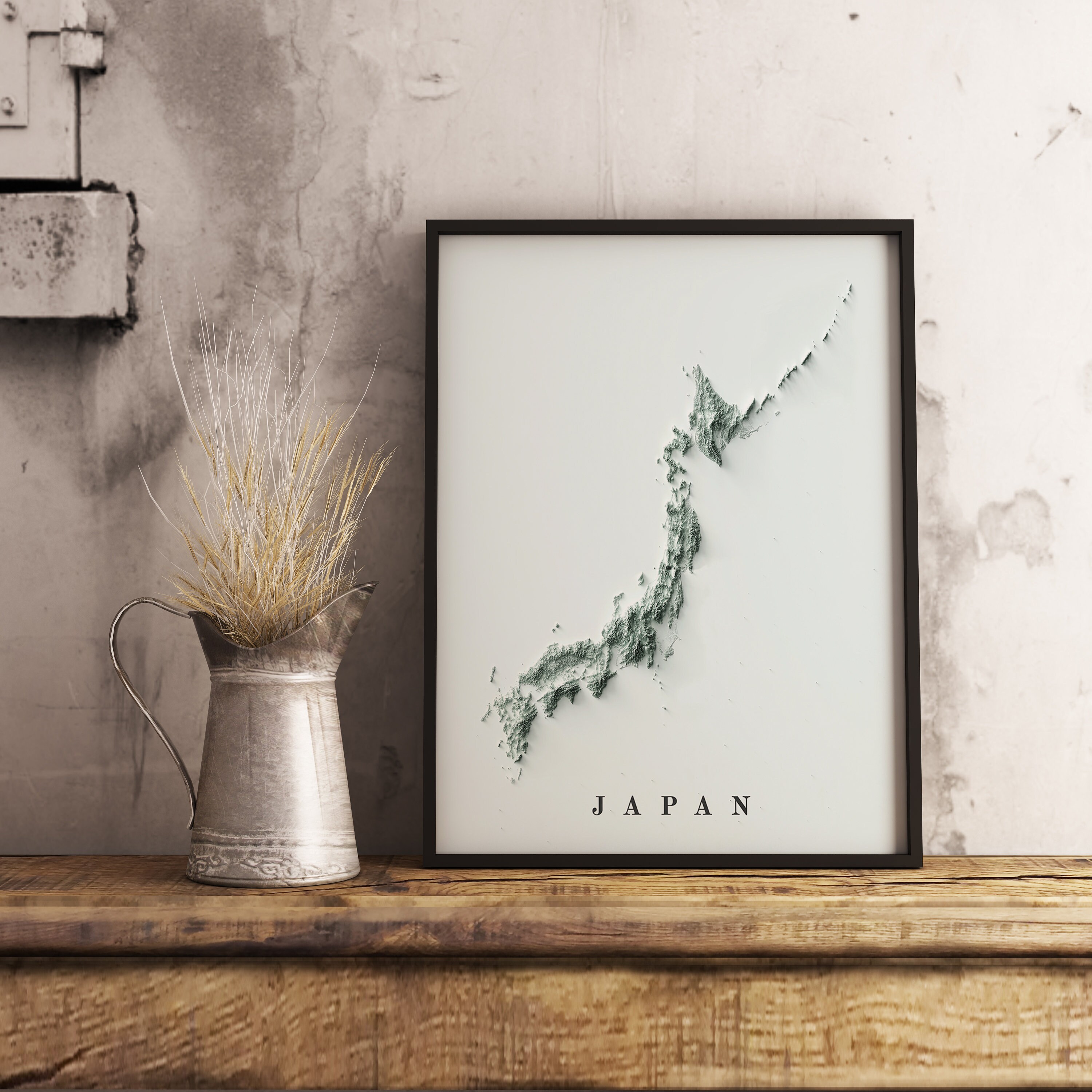 Japan Map Japan 2D Relief Map Japan Wall Art Japan Poster - Etsy UK