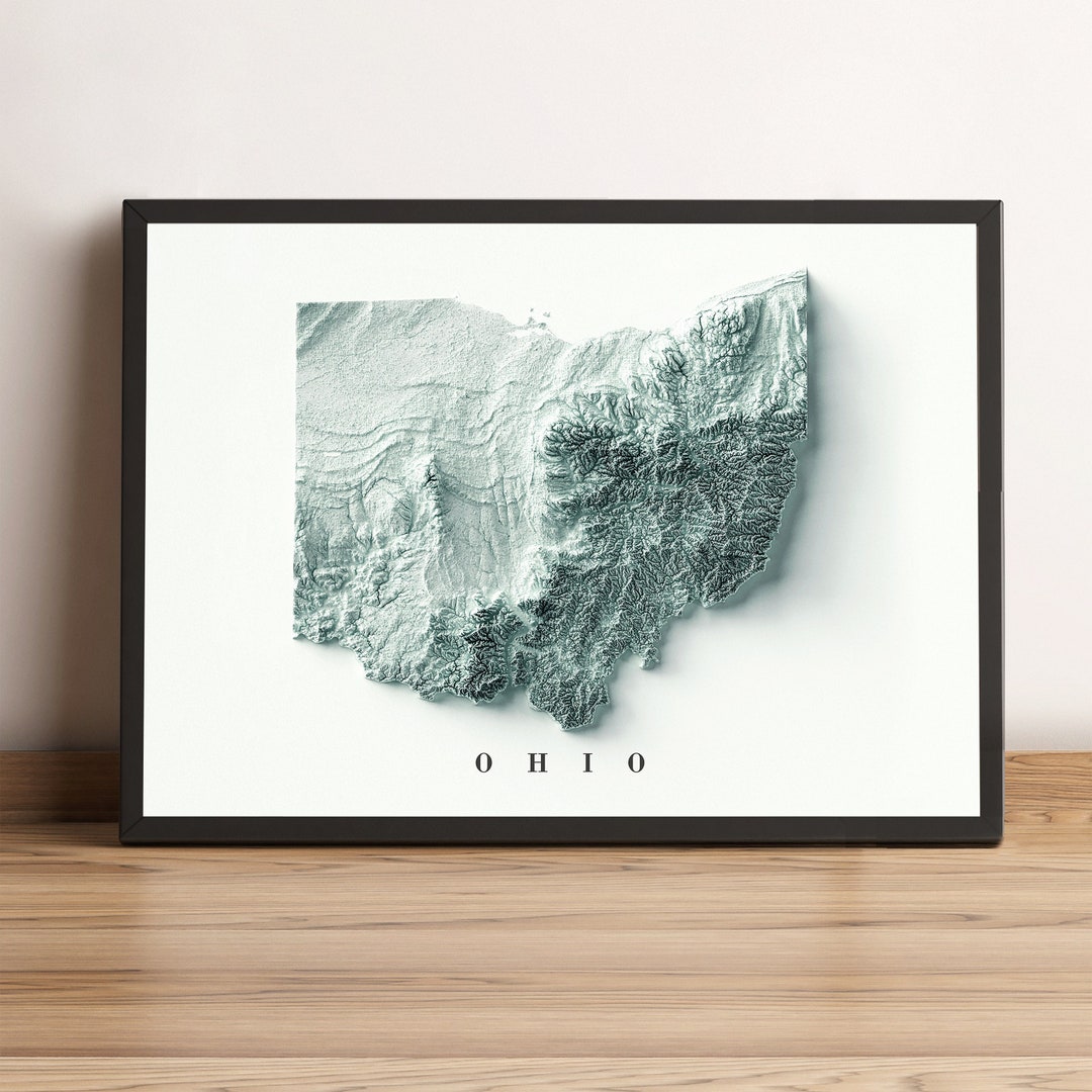 Mapa de Ohio, Mapa en relieve 2D de Ohio, Mapa minimalista de Ohio ...